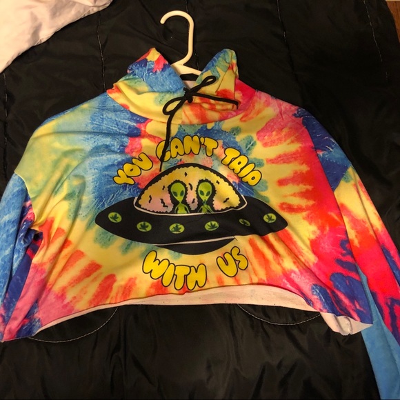 ROMWE | Tops | Tiedye Cropped Alien Hoodie | Poshmark